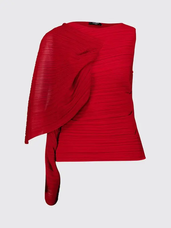 Balmain Sleeveless Ruched Viscose Slim Fit Top