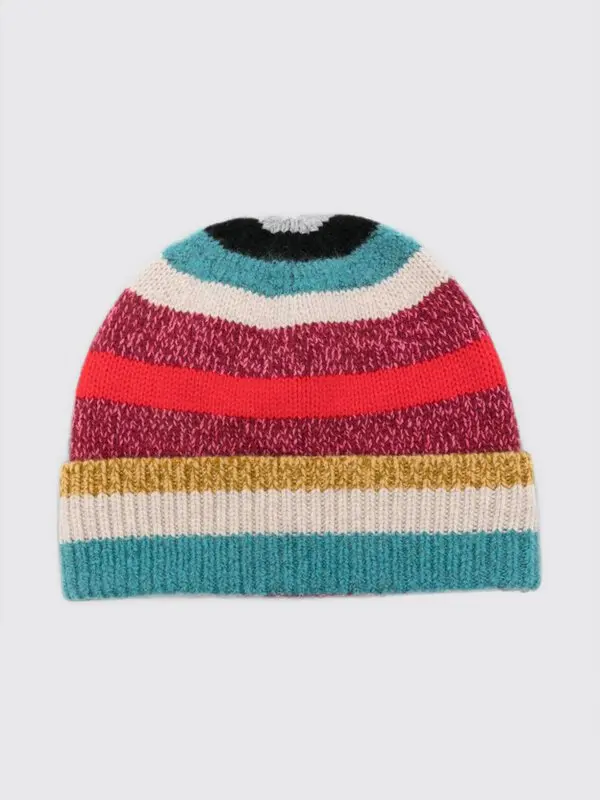 Paul Smith Multicolour Striped Beanie In A Cotton Blend With A Cuff