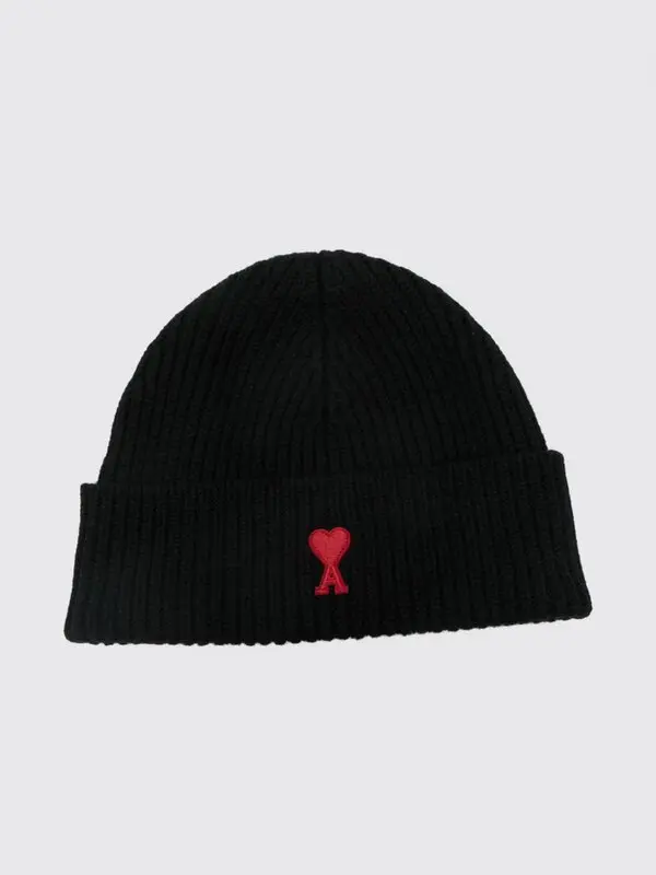 AMI Paris Wool Beanie Hat With Contrast De Coeur Logo