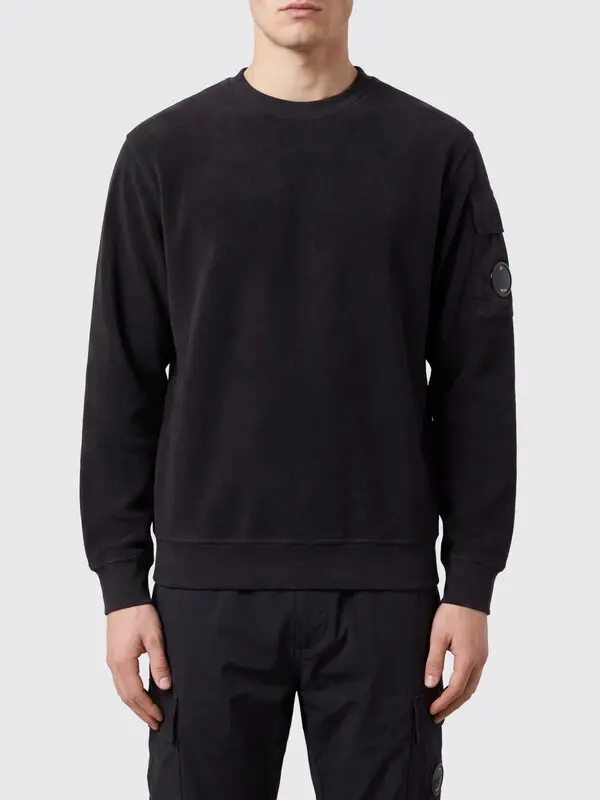 C.P. COMPANY Crew Neck Cotton Sweatshirt With Pocket And Logo Patch - Grey