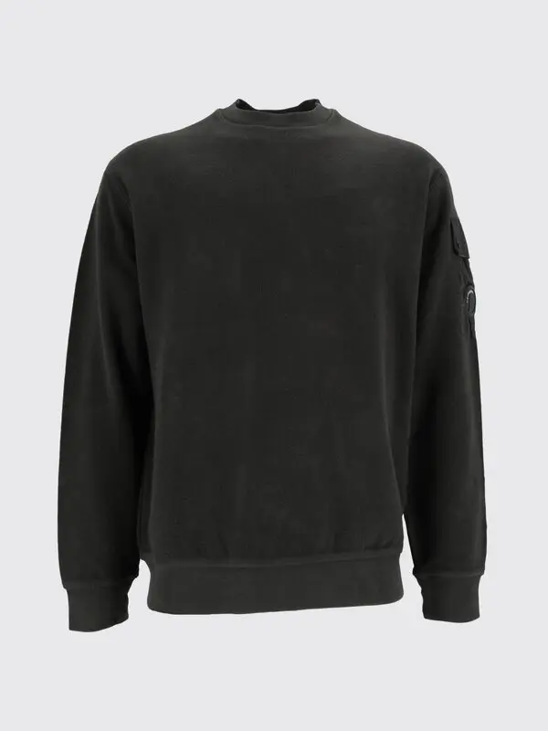 C.P. COMPANY Crew Neck Cotton Sweatshirt With Pocket And Logo Patch - Grey