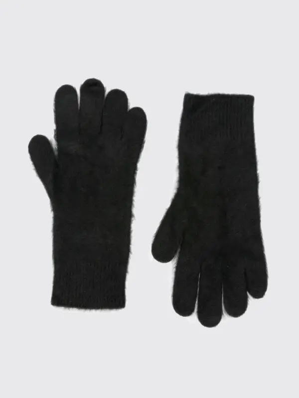 Soft Goat Classic Cashmere Gloves With Ribbed Cuffs - Black