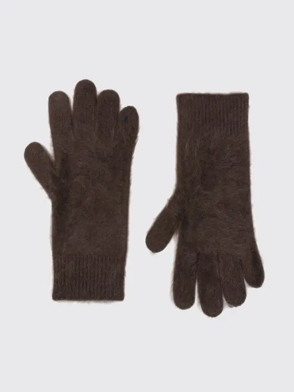 Soft Goat Classic Cashmere Gloves With Ribbed Cuffs - Brown