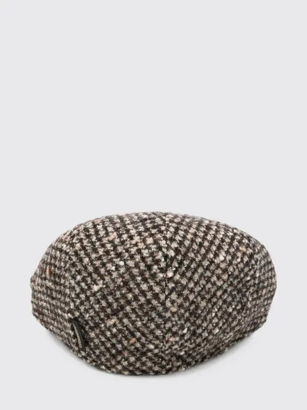 Borsalino Houndstooth Beret In An Alpaca And Wool Blend
