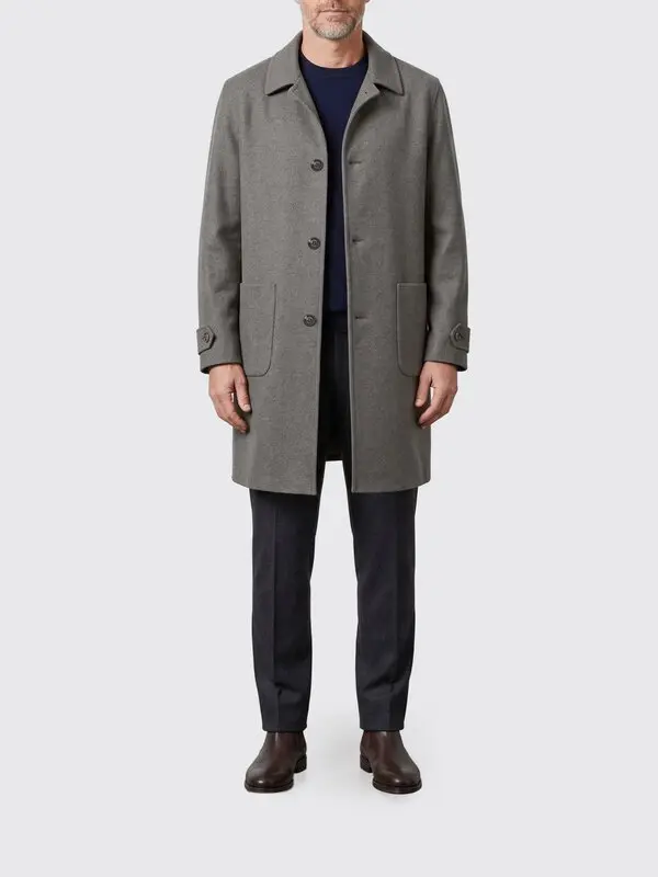 Eleventy Single-breasted Short Coat In Pure Wool With Classic Lapels And Patch Pockets