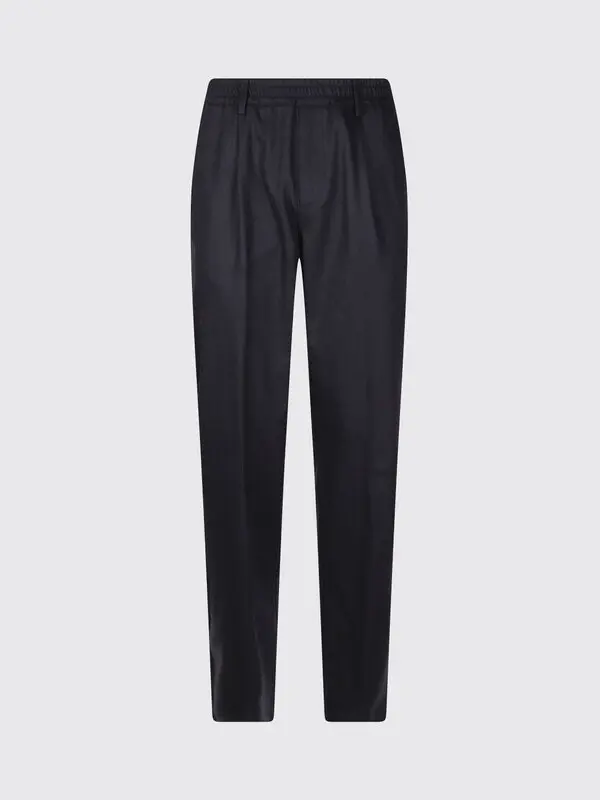Eleventy Straight Fit Wool And Cashmere Trousers With Elasticated Waist - Blue