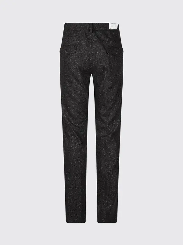 Eleventy Slim Fit Trousers In Wool And Silk With Abstract Pattern And Drawstring Waist - Dark