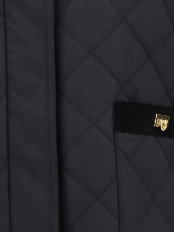 FERRAGAMO Quilted Cotton-nylon Jacket With Velvet Collar - Black
