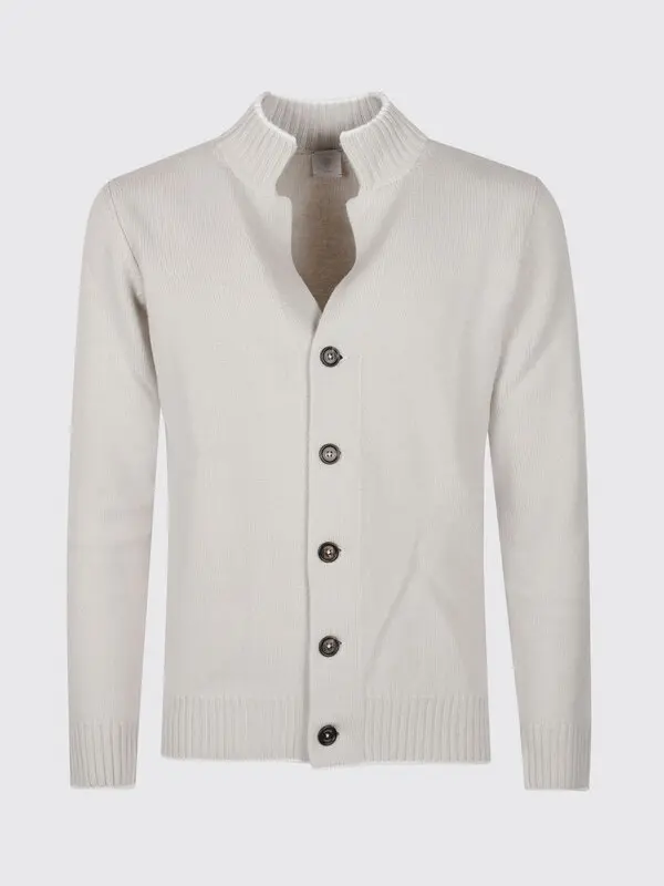 Eleventy High Neck Wool Cardigan With Ribbed Trims