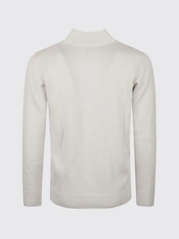 Eleventy High Neck Wool Cardigan With Ribbed Trims