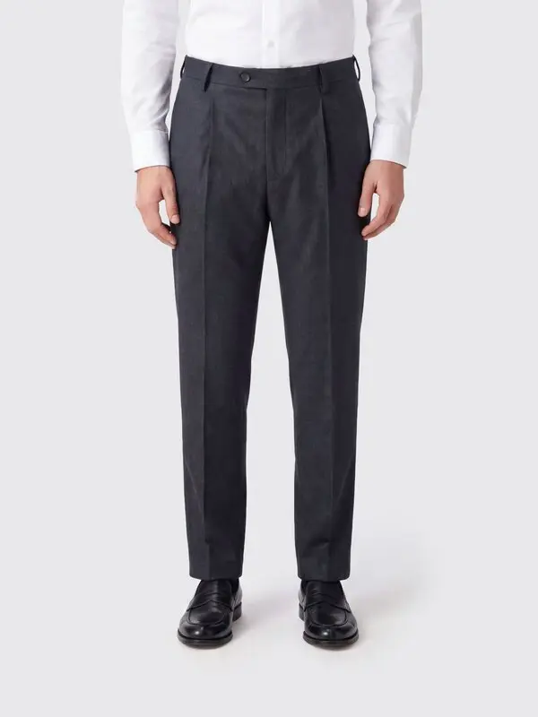 Eleventy Slim Fit Pleated Tailored Trousers In Wool And Cashmere - Blue