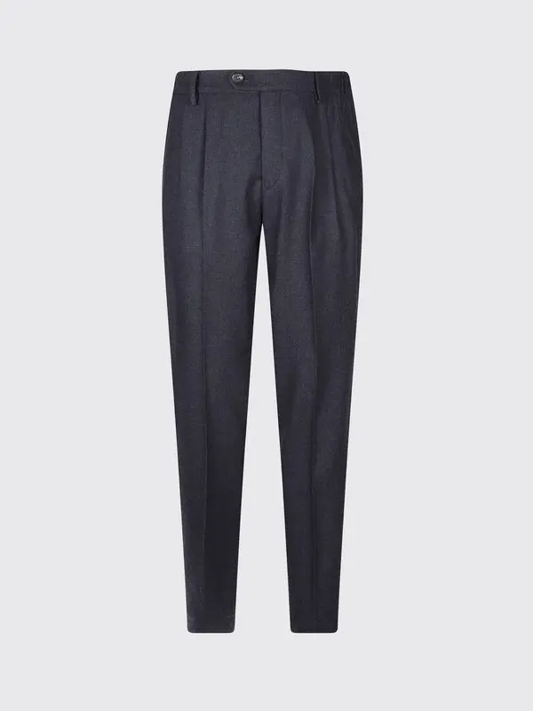 Eleventy Slim Fit Pleated Tailored Trousers In Wool And Cashmere - Blue