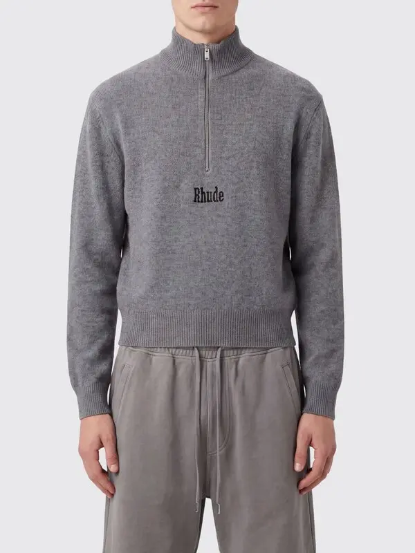 Rhude Slim Fit Half-zip Roll Neck Jumper In Pure Cashmere