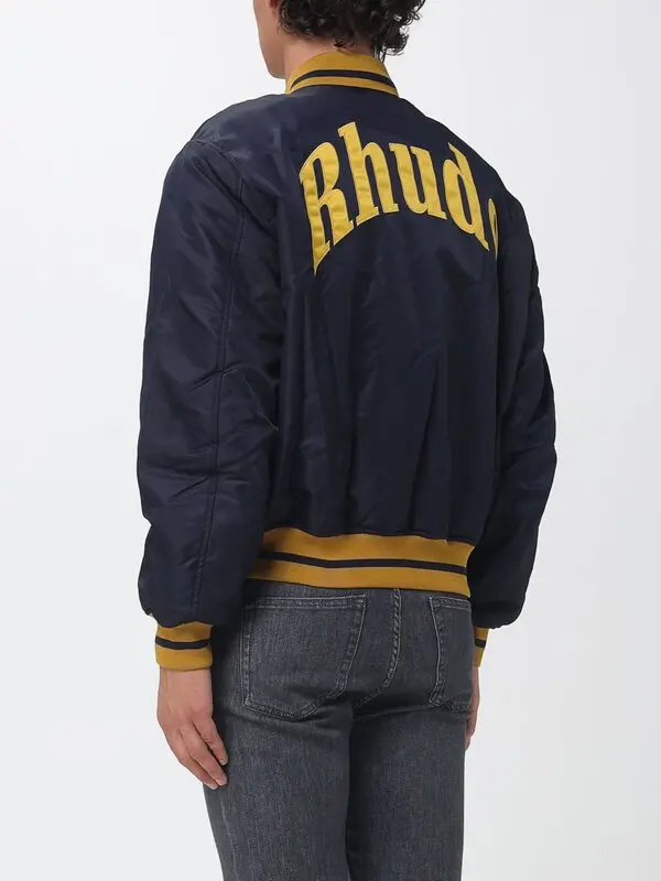 Rhude Water-repellent Nylon Bomber Jacket With Contrast Piping - Blue