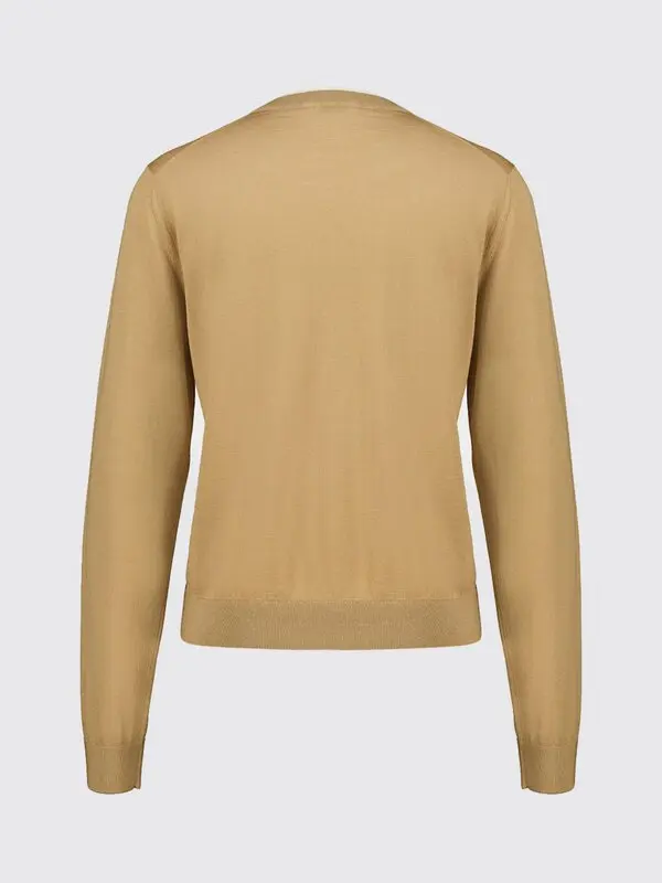 Versace Wool Crewneck Jumper With Ribbed Trims - Beige
