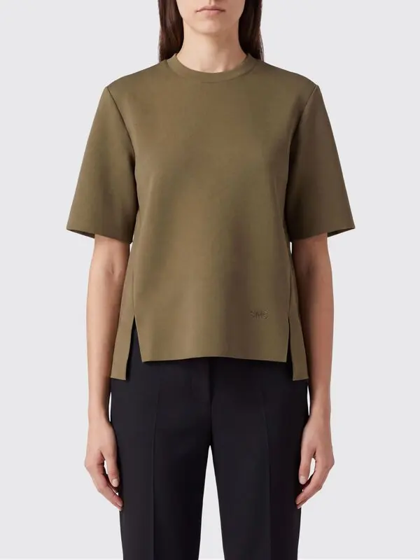 Stella McCartney Viscose Blend Crewneck T-shirt With Asymmetrical Hem - Brown