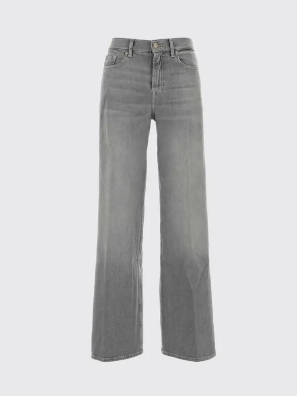 7 For All Mankind Lotta High-waisted Wide Leg Cotton Denim Jeans - Grey