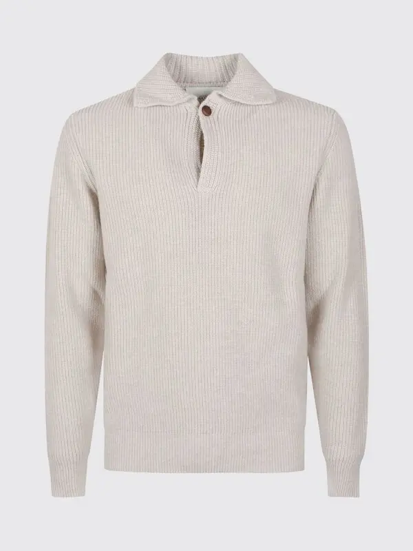 BALLANTYNE Slim Fit Long-sleeved Wool Polo Shirt - Grey