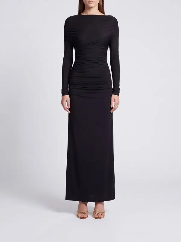 Victoria Beckham Draped Sheath Long Dress With A Straight Neckline