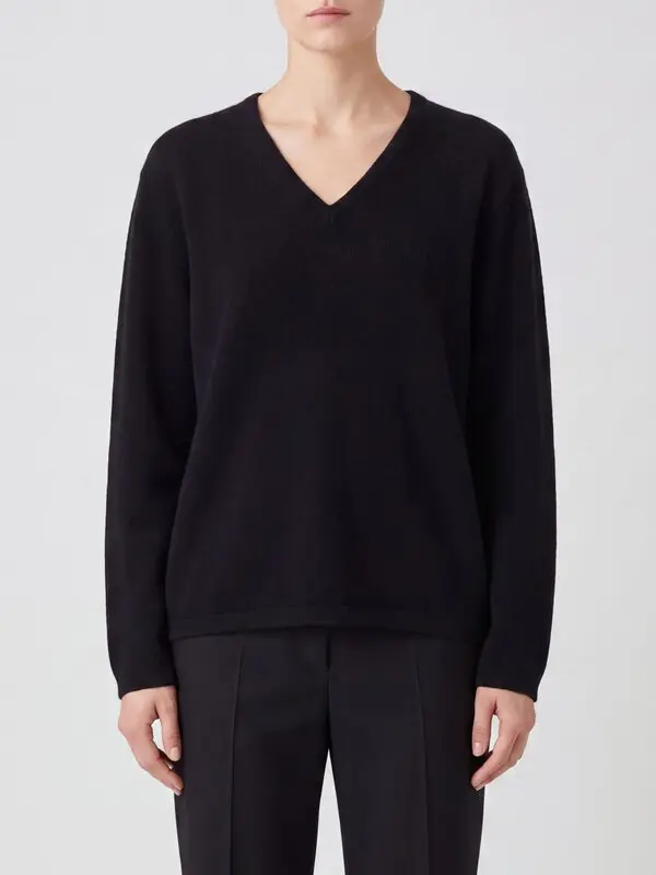 THE ROW Relaxed Fit V-neck Cashmere Jumper With Dropped Shoulders