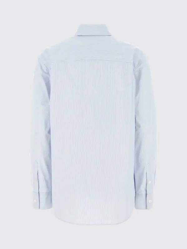 THE ROW Striped Cotton Shirt With French Collar And Patch Pocket - White