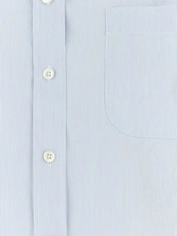 THE ROW Striped Cotton Shirt With French Collar And Patch Pocket - White