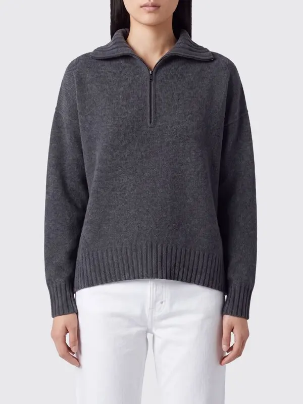Max Mara Alpaca Blend Jumper With Stand Collar And Half-zip - Grey