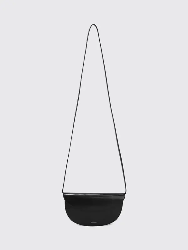 JIL SANDER Small Calfskin Leather Crossbody Bag With Rounded Shape And Flap
