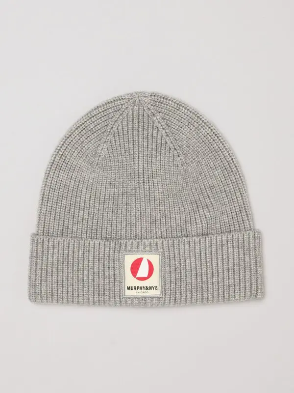 MURPHY&NYE Cotton Beanie Hat With A Turn-up Cuff And Logo Patch - Pearl