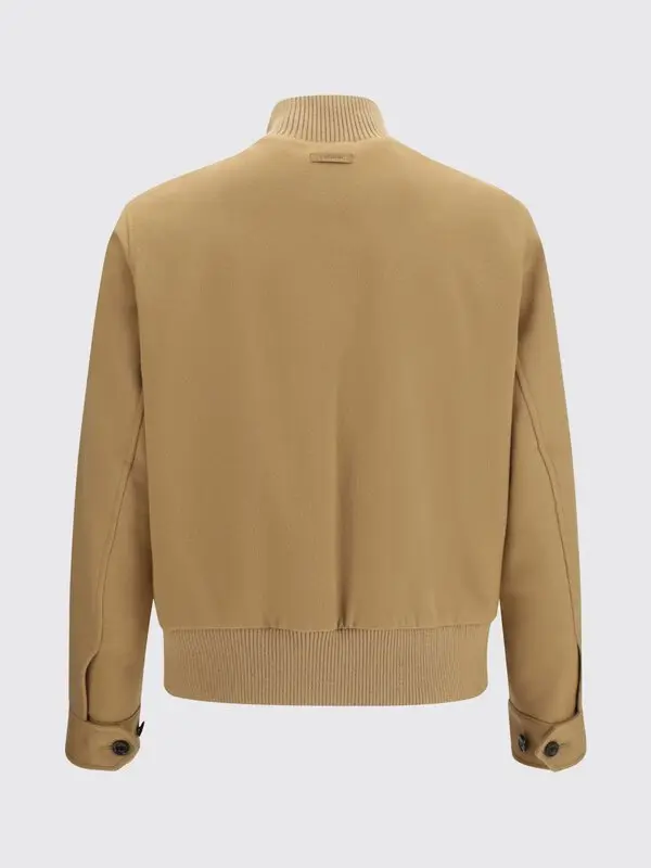 LARDINI Wool And Cashmere Blend Bomber Jacket With A High Collar - Brown