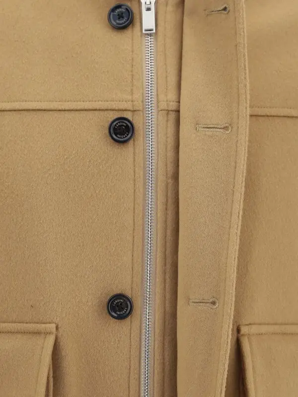 LARDINI Wool And Cashmere Blend Bomber Jacket With A High Collar - Brown