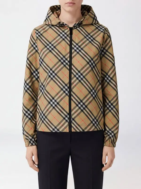 Burberry Vintage Check Hooded Windbreaker Jacket In Polyester