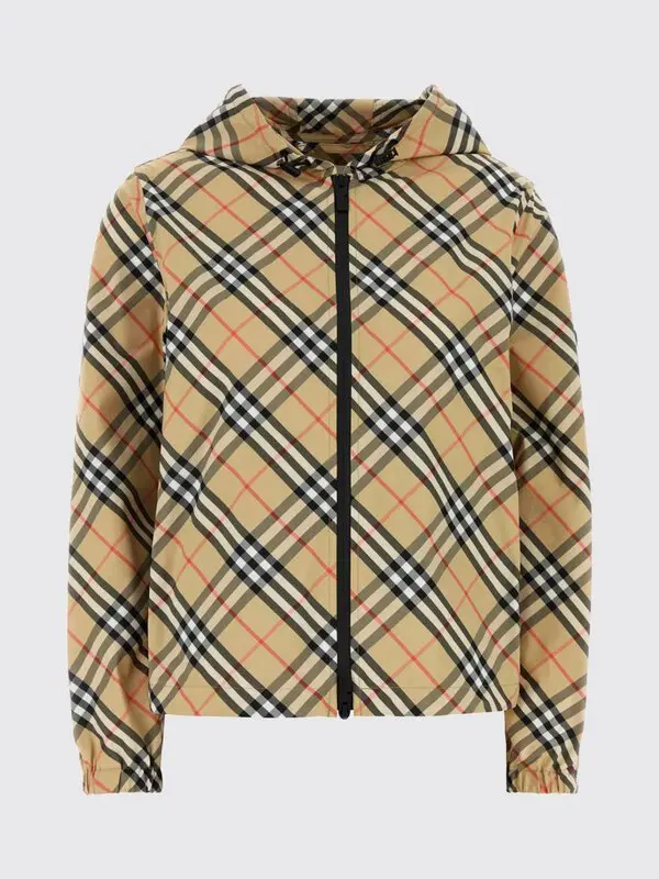 Burberry Vintage Check Hooded Windbreaker Jacket In Polyester