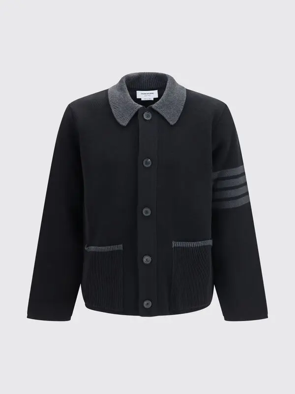 Thom Browne 4-bar Stripe Classic Collar Wool Cardigan