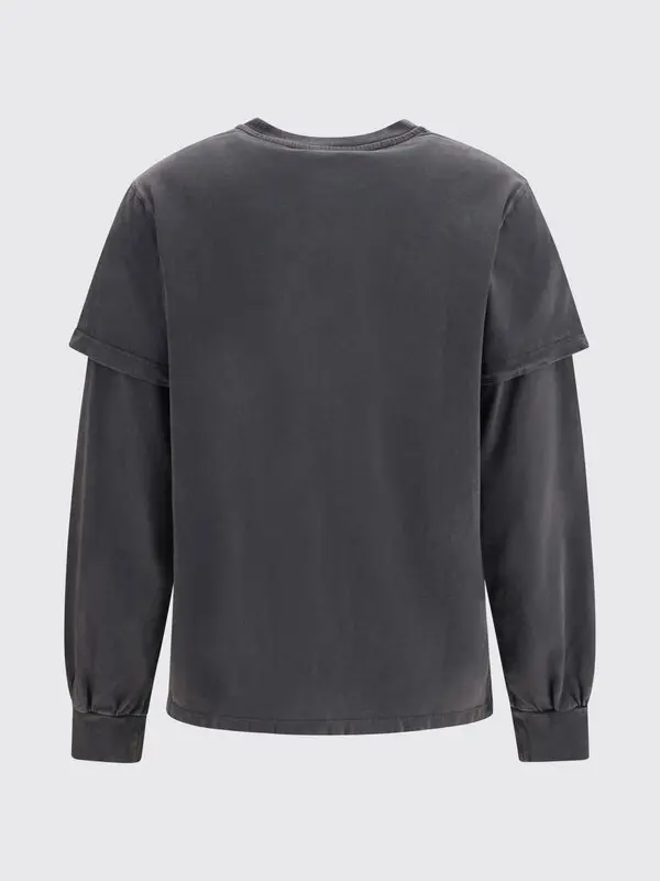 GANNI Long-sleeved T-shirt In Recycled Cotton Jersey - Charcoal