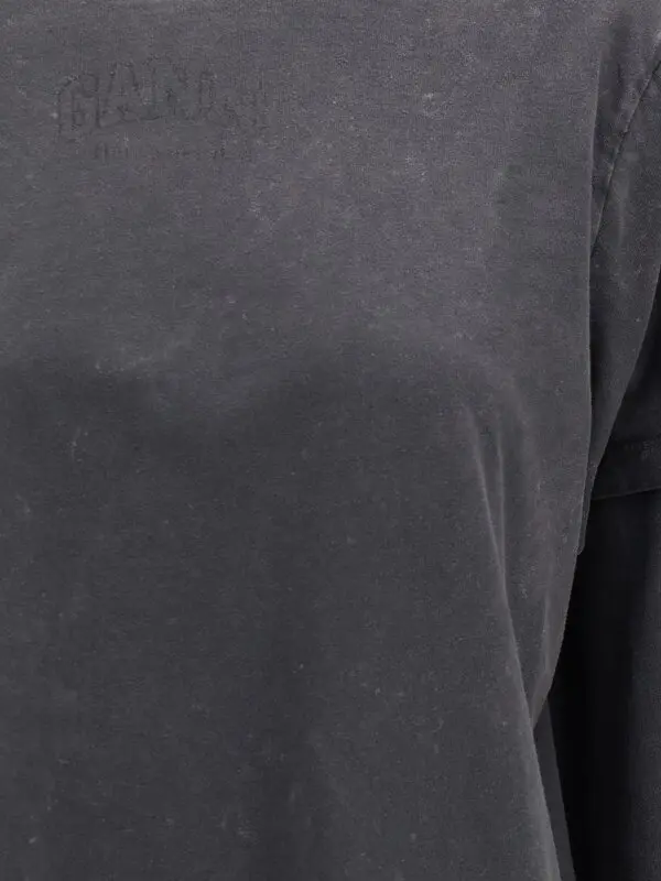 GANNI Long-sleeved T-shirt In Recycled Cotton Jersey - Charcoal