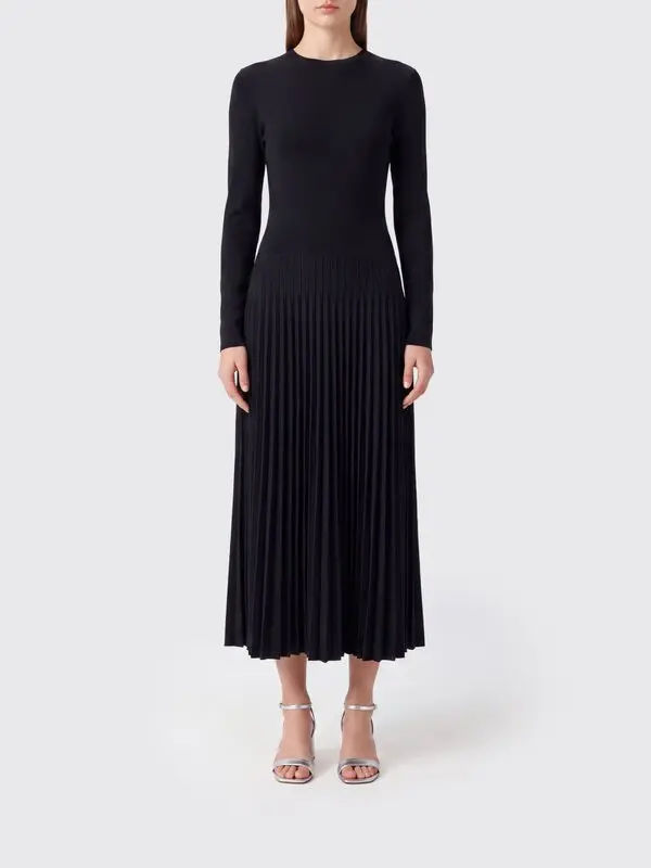 Fabiana Filippi Pleated Wool And Cotton Blend Midi Knit Dress - Blue