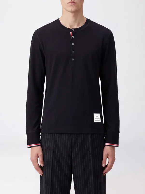 Thom Browne Merino Wool Crewneck Jumper With Side Button Placket