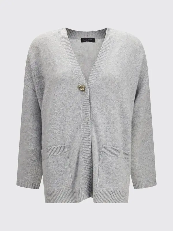 Fabiana Filippi Pure Cashmere Cardigan With Knot Charm And Patch Pockets