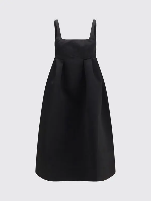 GANNI Polyester Midi Dress With Square Neckline And Off-the-shoulder Design