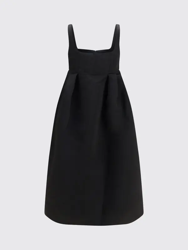 GANNI Polyester Midi Dress With Square Neckline And Off-the-shoulder Design