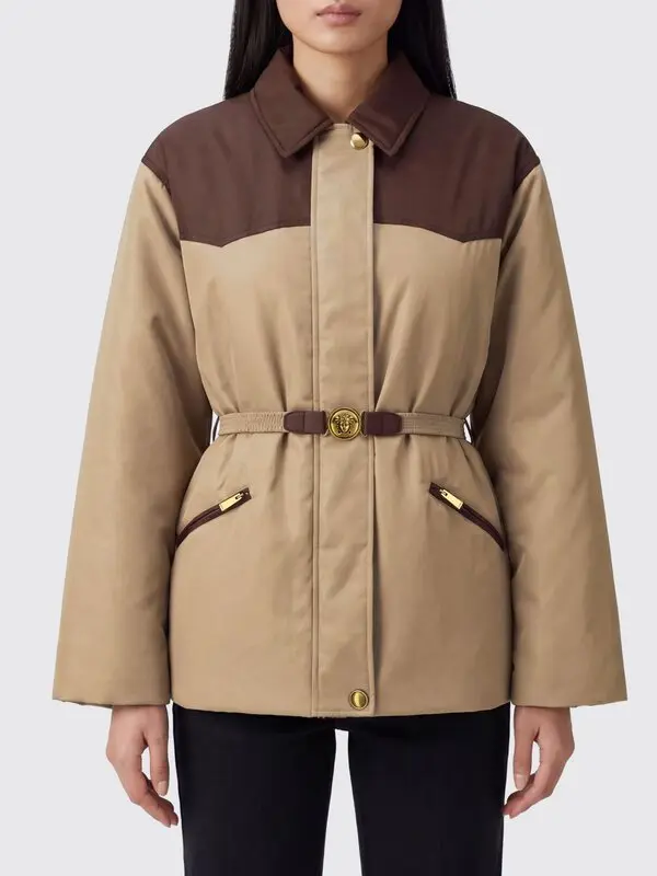 Versace Bi Padded Nylon Shirt Jacket With Medusa Belt - Cocoa