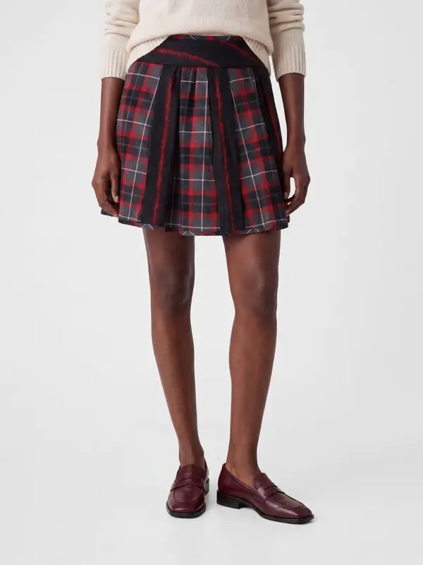 VIVIENNE WESTWOOD High-waisted Pleated Mini Skirt In Tartan Wool - Grey