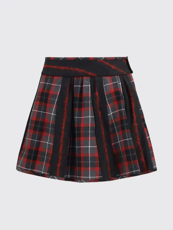 VIVIENNE WESTWOOD High-waisted Pleated Mini Skirt In Tartan Wool - Grey