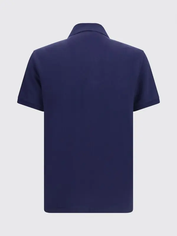 Versace Short-sleeved Piqué Cotton Polo Shirt With Medusa Logo Patch - Navy