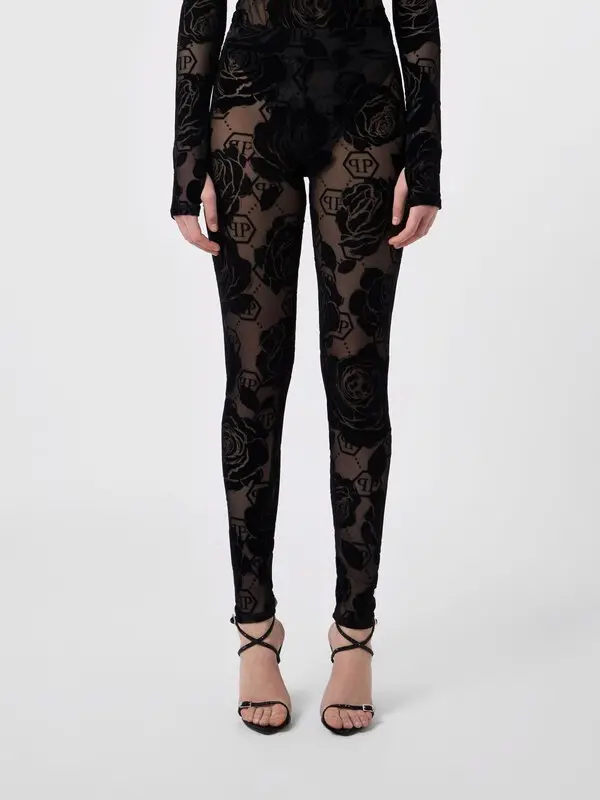 Philipp Plein High-waisted Skinny Leggings With A Floral Monogram Print