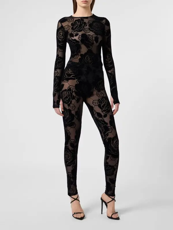 Philipp Plein High-waisted Skinny Leggings With A Floral Monogram Print