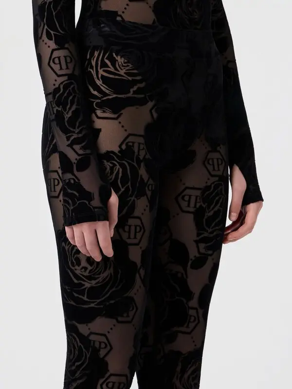 Philipp Plein High-waisted Skinny Leggings With A Floral Monogram Print