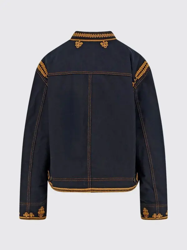Isabel Marant Étoile Emalia Denim Jacket With A High Neck And Ethnic Embroidery