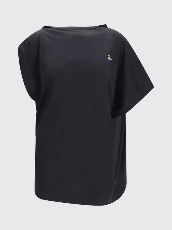 VIVIENNE WESTWOOD Hebo One-shoulder Asymmetric Cotton Top With Orb Logo - Black
